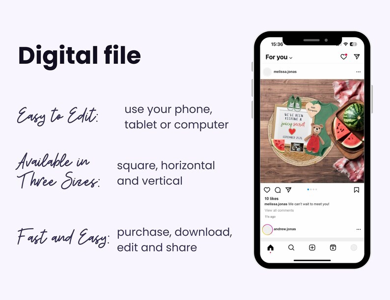 Watermelon Pregnancy Announcement, Fruit Themed Announcement for New ...