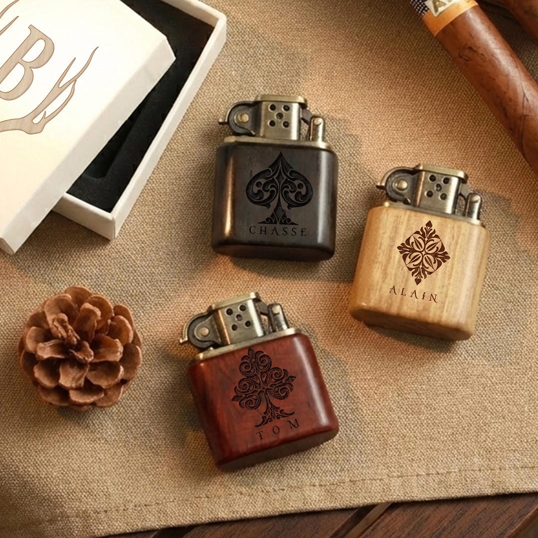 Custom Engraved Sandalwood Lighter - Personalized Monogram Gift for Men ...