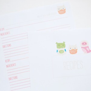 Little Owls Printable Recipe and Menu Planning Pages - Etsy