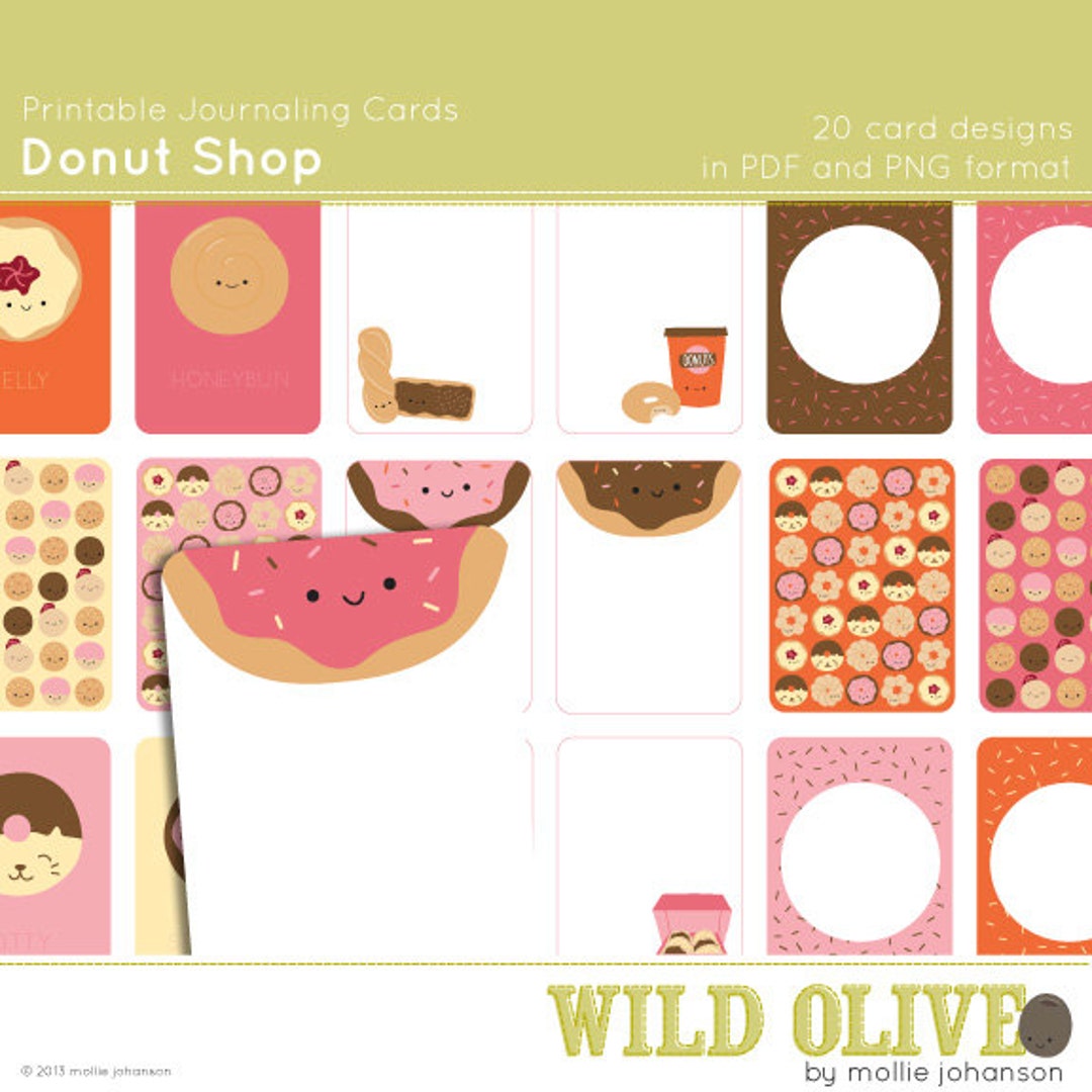 Donut Shop Printable and Digital Journaling Cards - Etsy