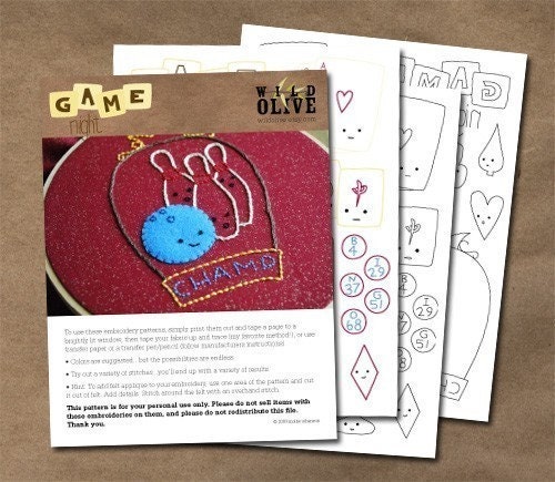 Game Night PDF Hand Embroidery Pattern - Etsy