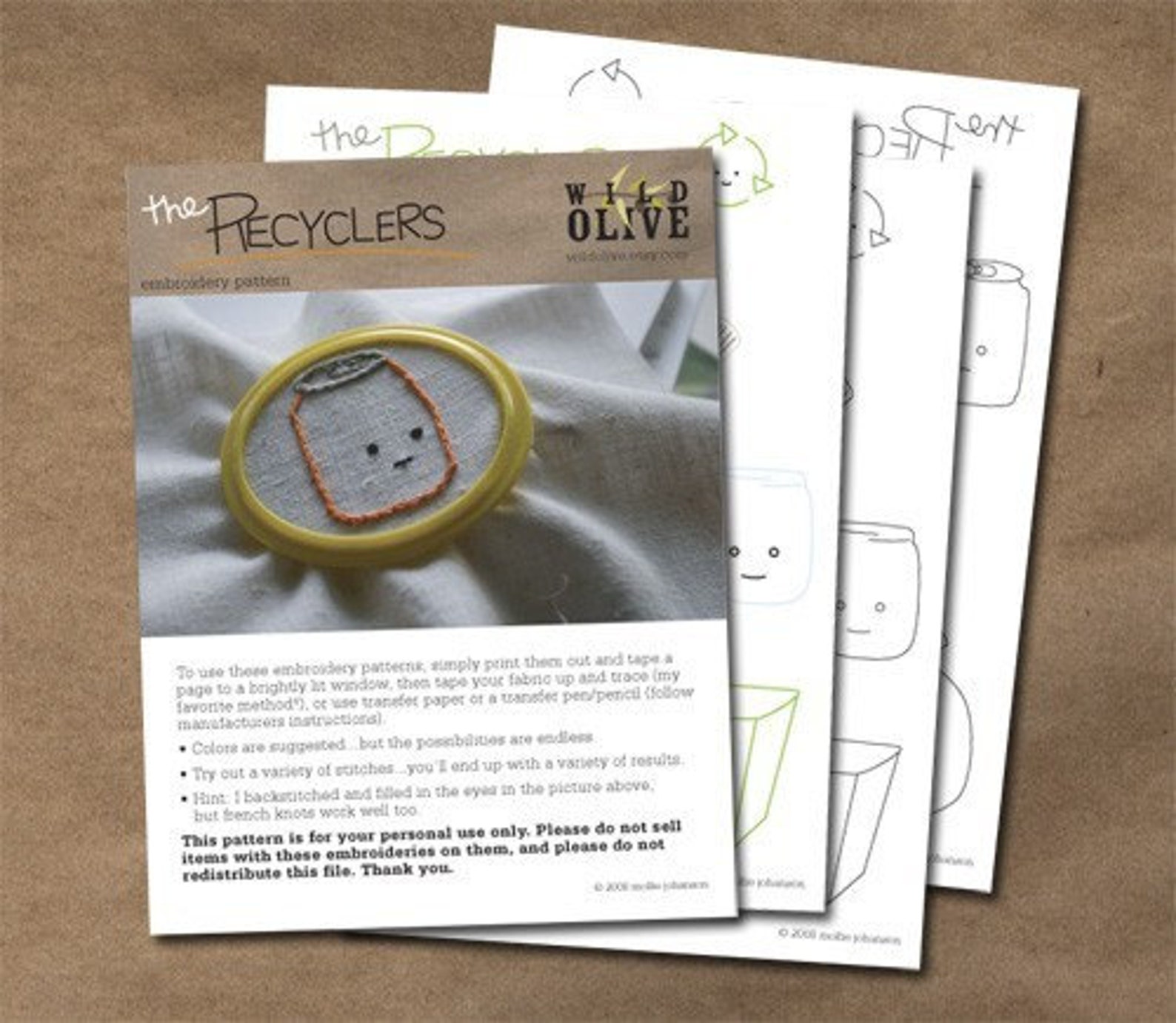 The Recyclers Eco-friendly Hand Embroidery Pattern - Etsy