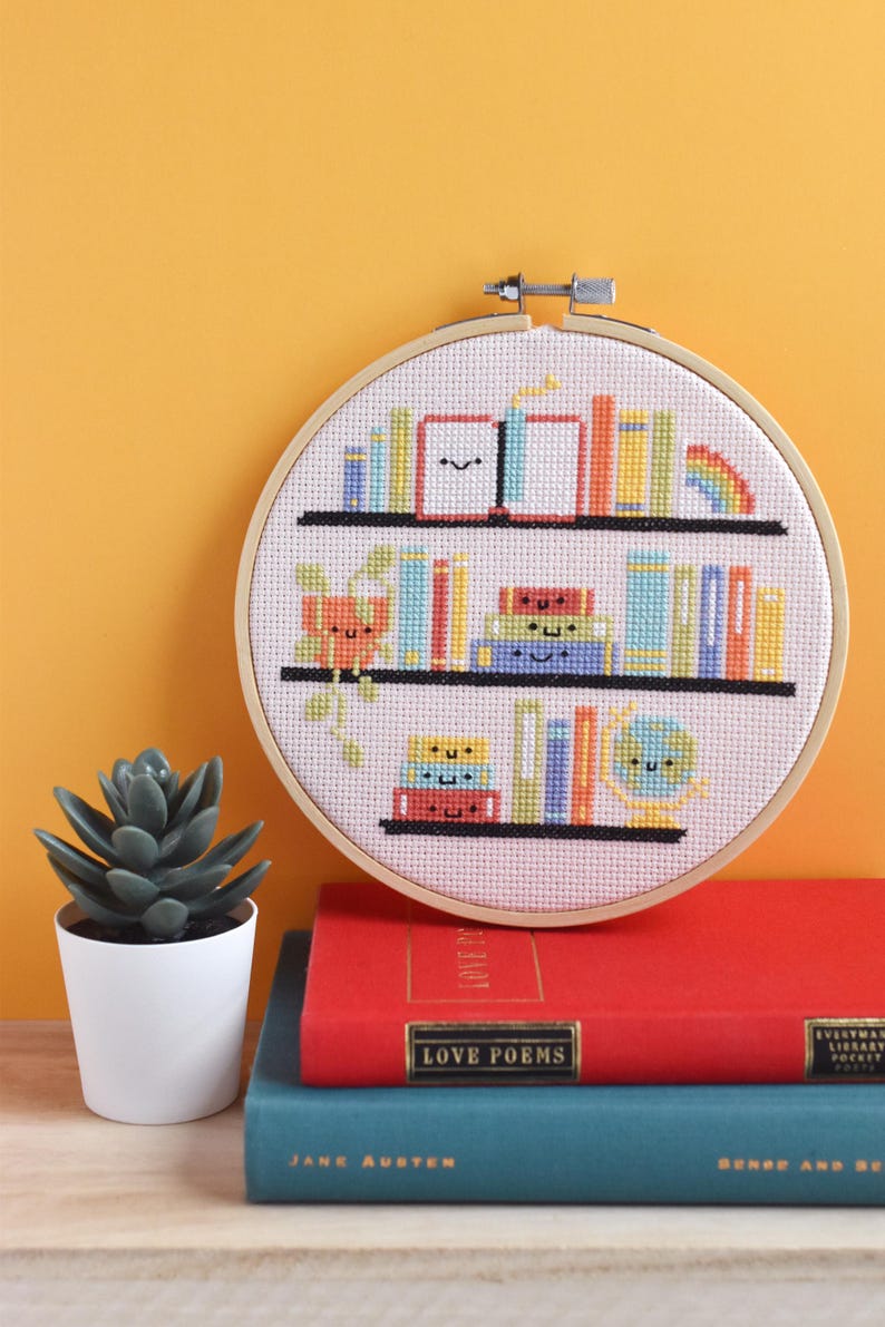 One More Chapter - Book Shelf Cross Stitch Pattern - Etsy