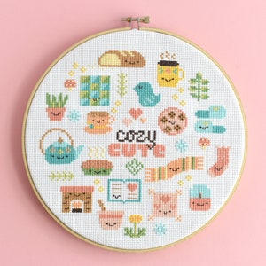 Cozy Cute - Kawaii Hygge PDF Cross Stitch Pattern - Etsy
