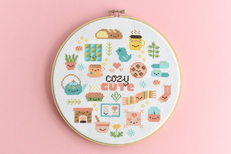 Cozy Cute Kawaii Hygge PDF Cross Stitch Pattern - Etsy