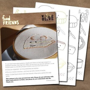 Food Friends 2 Dinner and Dessert Embroidery Pattern - Etsy