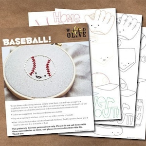 PDF Embroidery Pattern - Baseball - Etsy