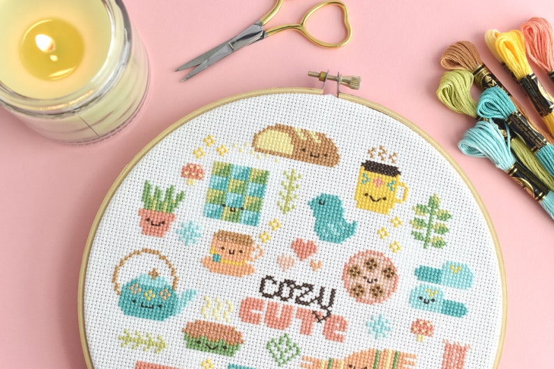 Cozy Cute Kawaii Hygge PDF Cross Stitch Pattern - Etsy