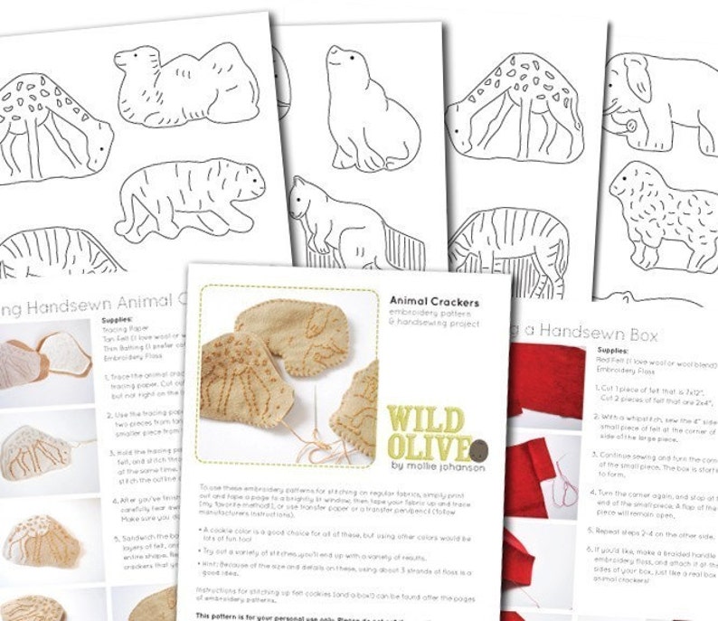 Animal Crackers - Circus and Zoo Cookies Embroidery and Handsewing ...