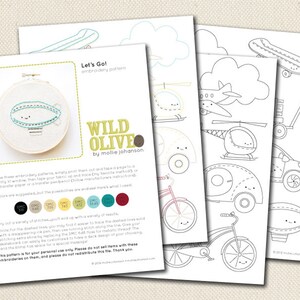 Let's Go - Transportation Digital Hand Embroidery Pattern - Etsy