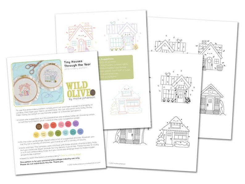Tiny Houses Through the Year Hand Embroidery Pattern - Etsy