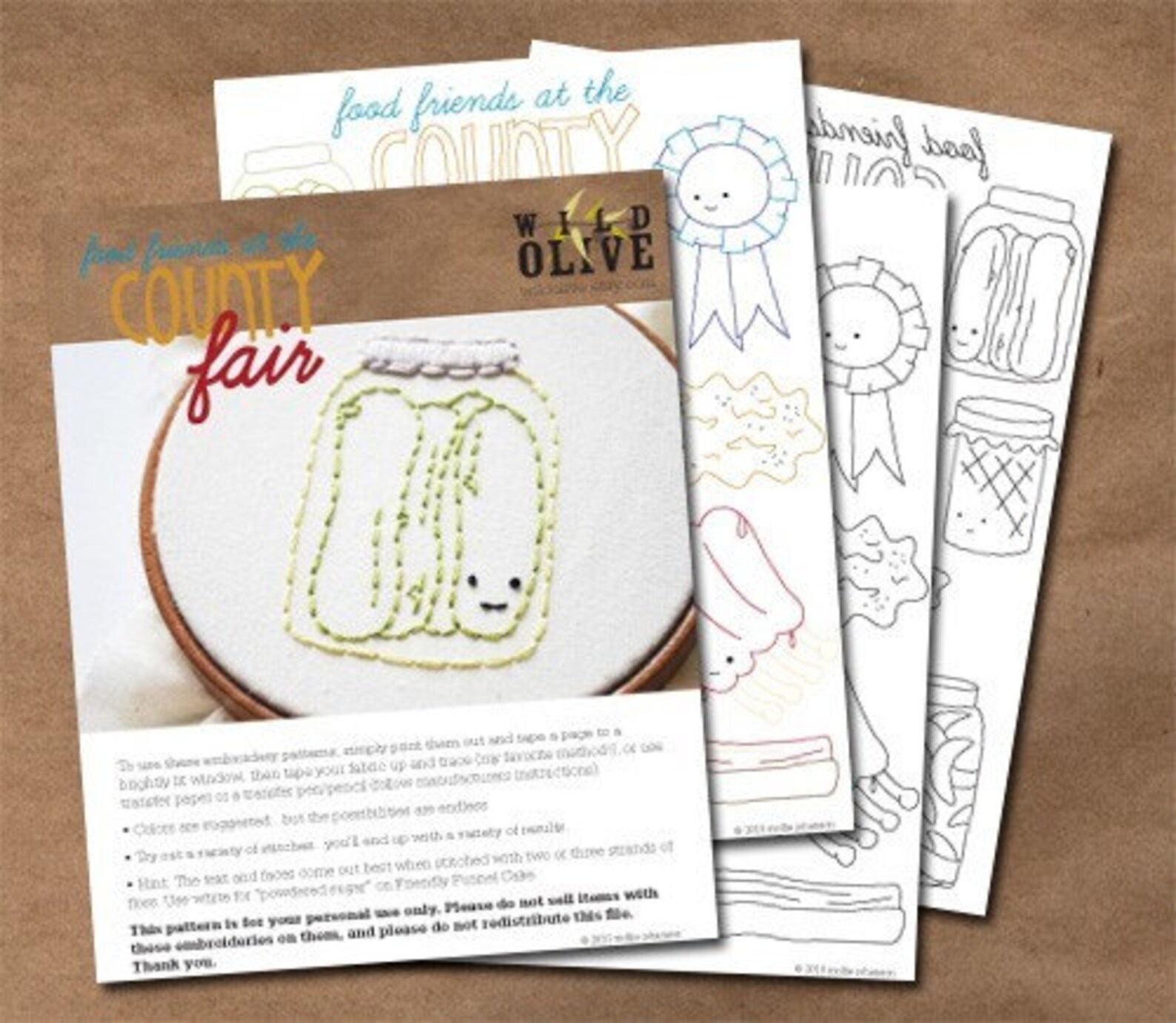 County Fair Food Friends PDF Embroidery Pattern | Etsy