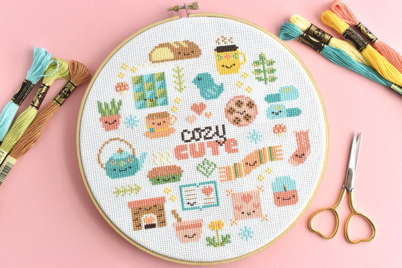 Cozy Cute - Kawaii Hygge PDF Cross Stitch Pattern - Etsy