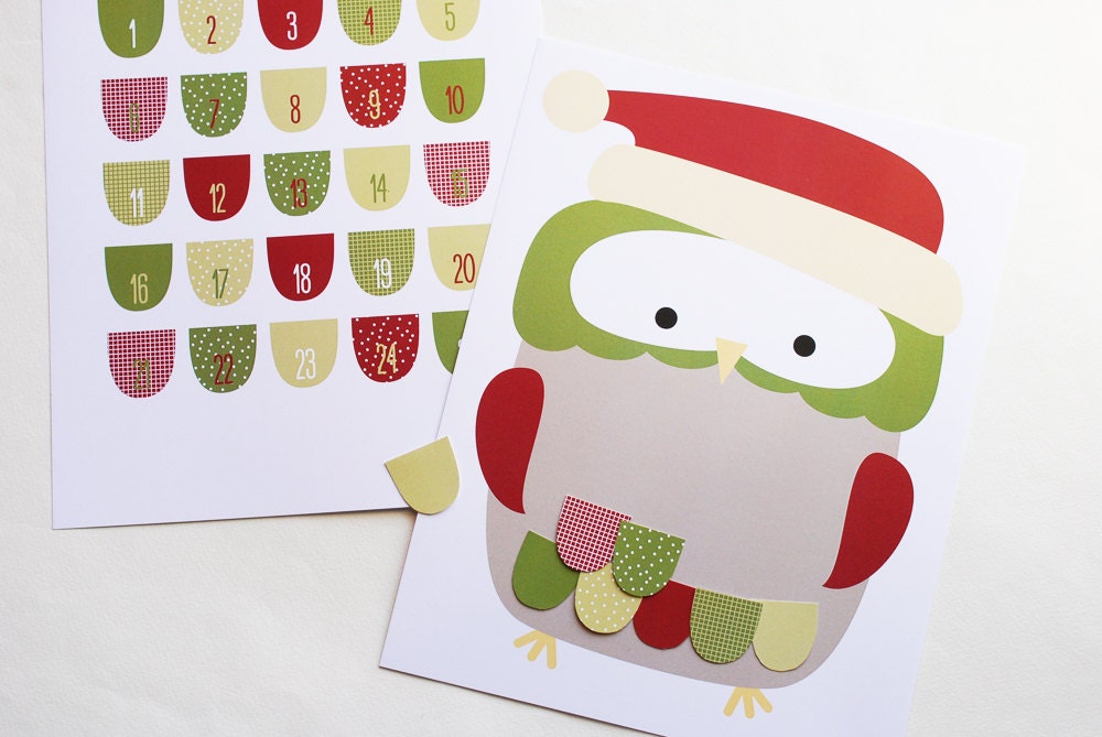 Little Owls at Christmas Printable Advent Calendar Activity | Etsy