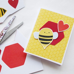 A Heart Full of Honey Bee Valentine Printable Craft Kit PDF - Etsy