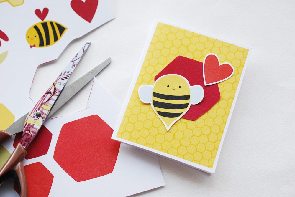 A Heart Full of Honey Bee Valentine Printable Craft Kit PDF - Etsy