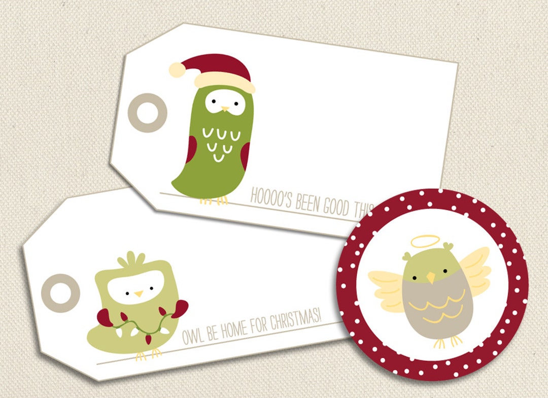 Little Owls at Christmas Printable PDF Gift Tags - Etsy