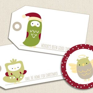 Little Owls at Christmas Printable PDF Gift Tags - Etsy