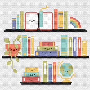 One More Chapter - Book Shelf Cross Stitch Pattern - Etsy