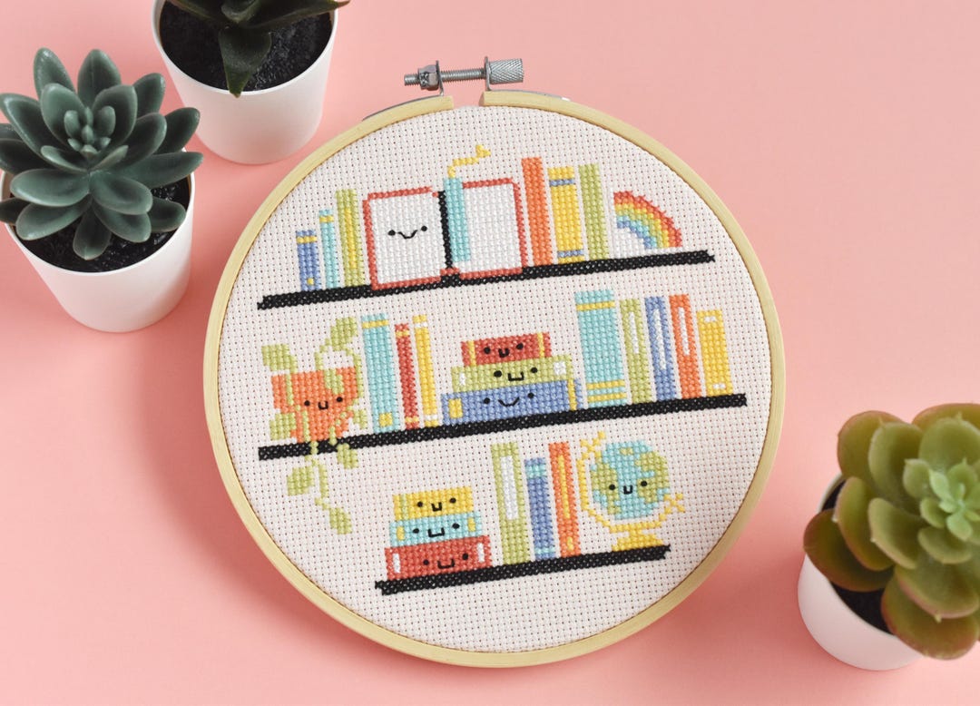One More Chapter - Book Shelf Cross Stitch Pattern - Etsy