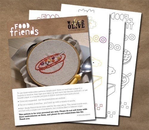 Food Friends 1 Breakfast and Lunch Embroidery Pattern | Etsy