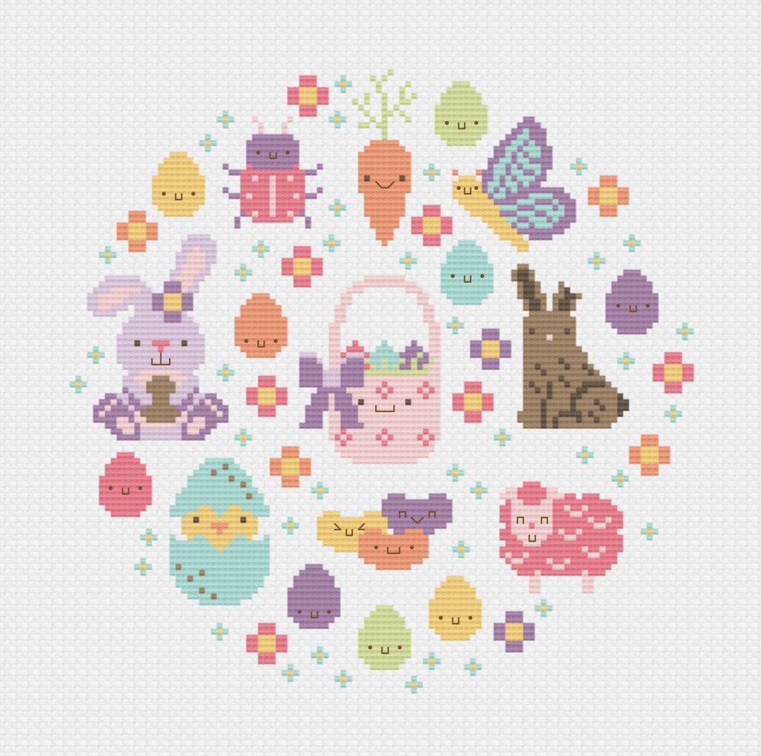 Easter Joy! Cross Stitch - Kawaii PDF Spring/easter Pattern - Etsy
