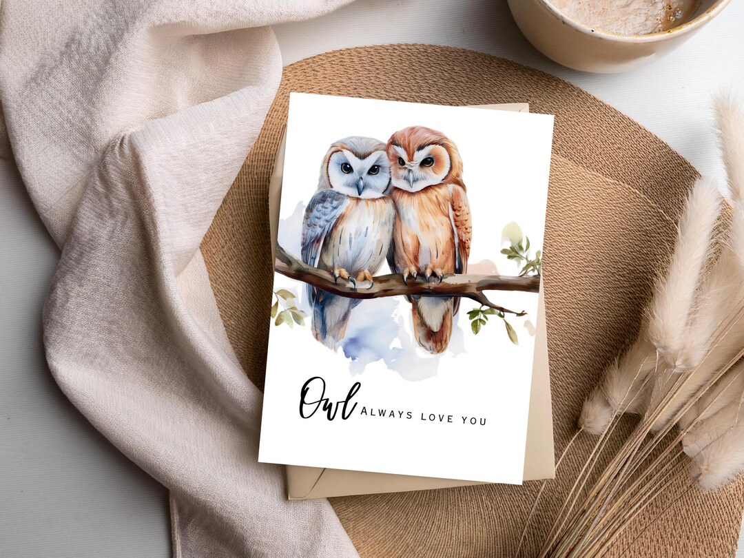 Owl Anniversary Card Printable, Funny Love Card, Digital Owl Card ...
