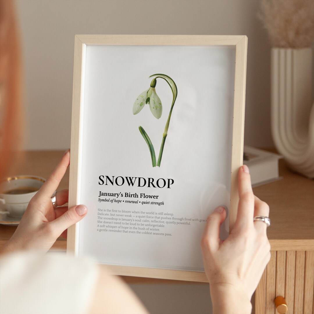 Snowdrop Birth Flower Print Winter Birthday Wall Art Botanical ...