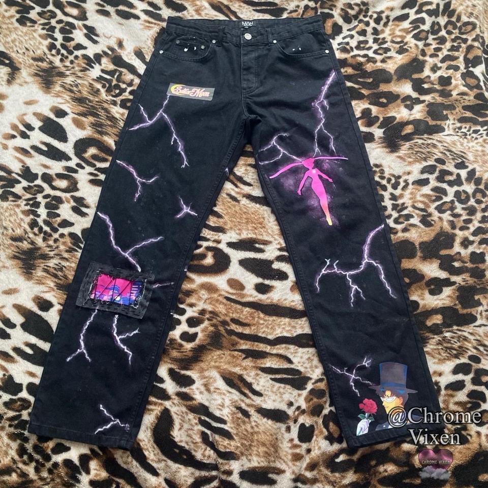 Sailor Moon Anime Graphic Design Jeans + Lightning Effect (handpainted ...