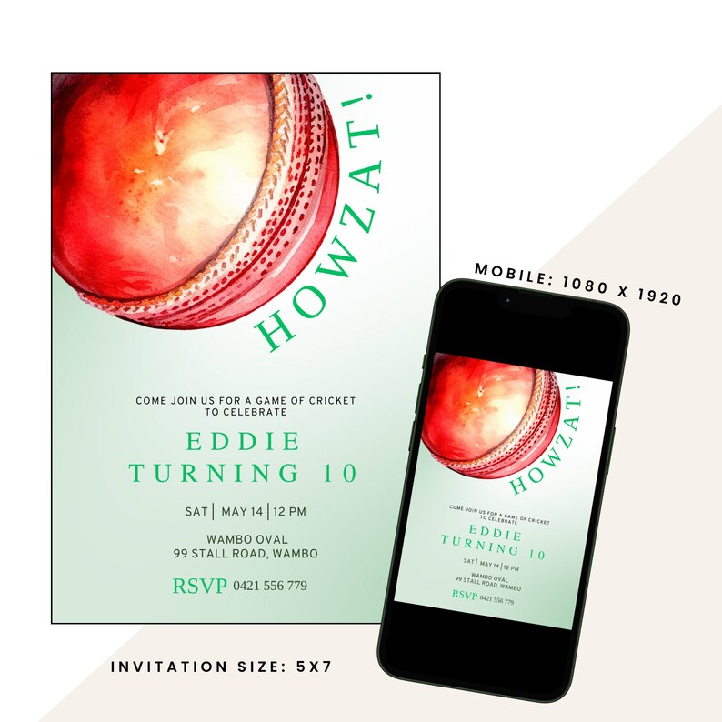 Cricket Birthday Invitation, Sporty Theme, Editable Canva Template ...