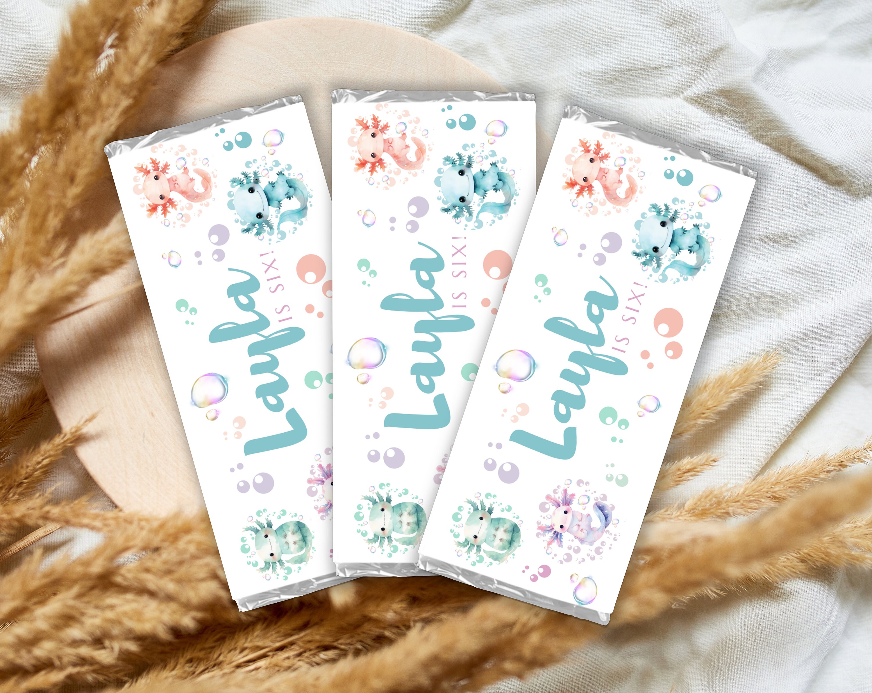 Axolotl Candy Wrappers, INSTANT DOWNLOAD, A-lot-l Fun, Editable, Ocean ...