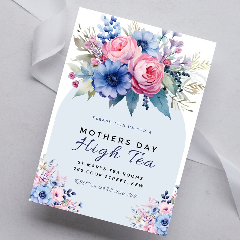 Mothers Day High Tea Invitation, Brunch, INSTANT DOWNLOAD, Digital, Mum ...