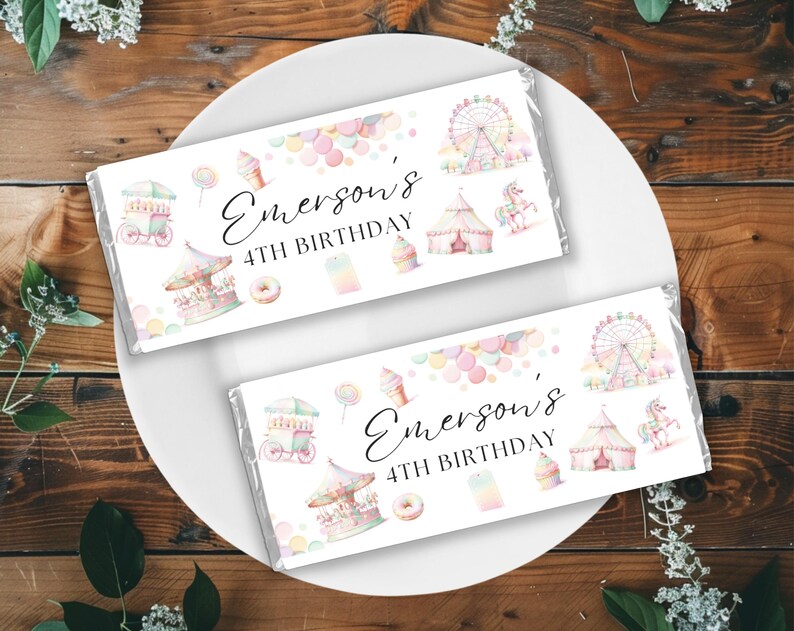 Pastel Carnival Candy Bar Wrappers, INSTANT DOWNLOAD, Pastel Pink ...