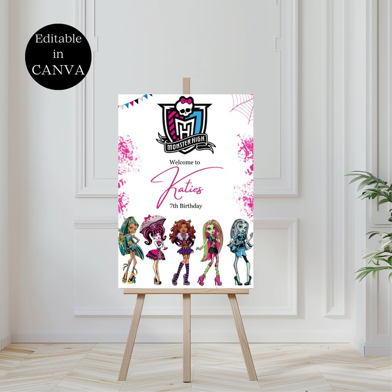 Monster High Birthday Party Floor Sign, DIGITAL DOWNLOAD, Girls Party ...