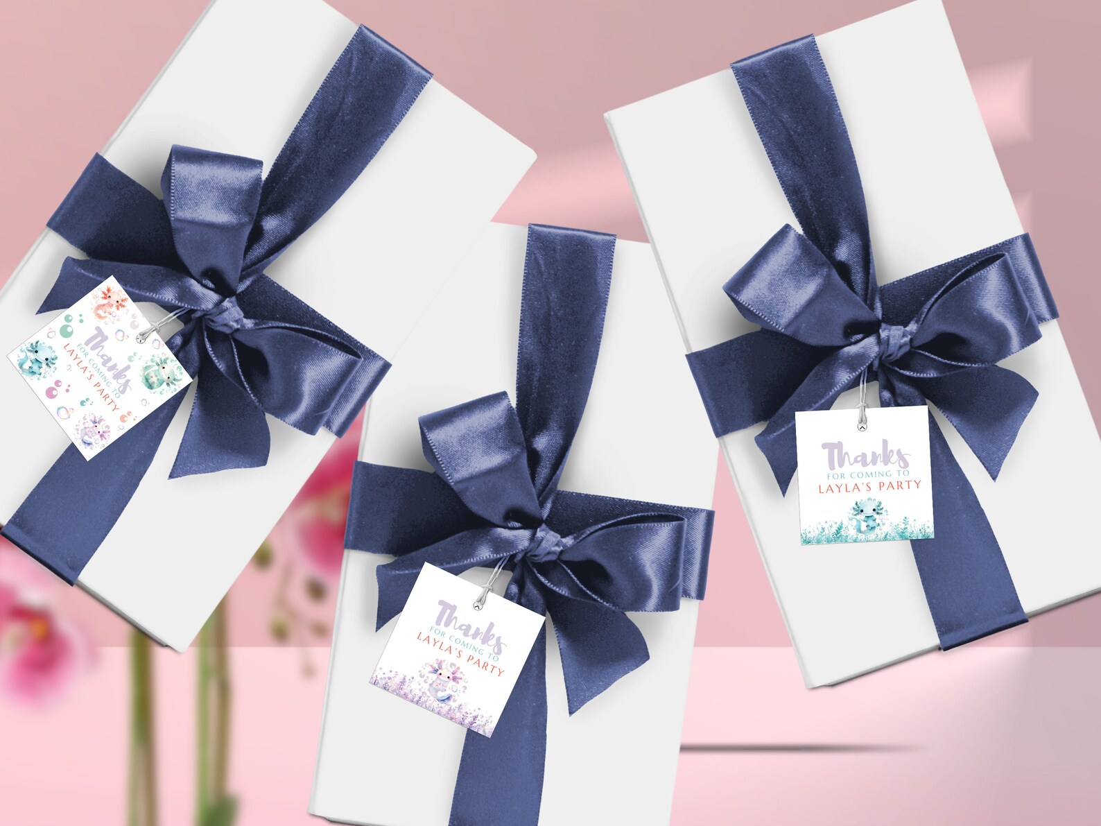 Axolotl Birthday Favor Tags, Editable Canva Template (digital Download ...