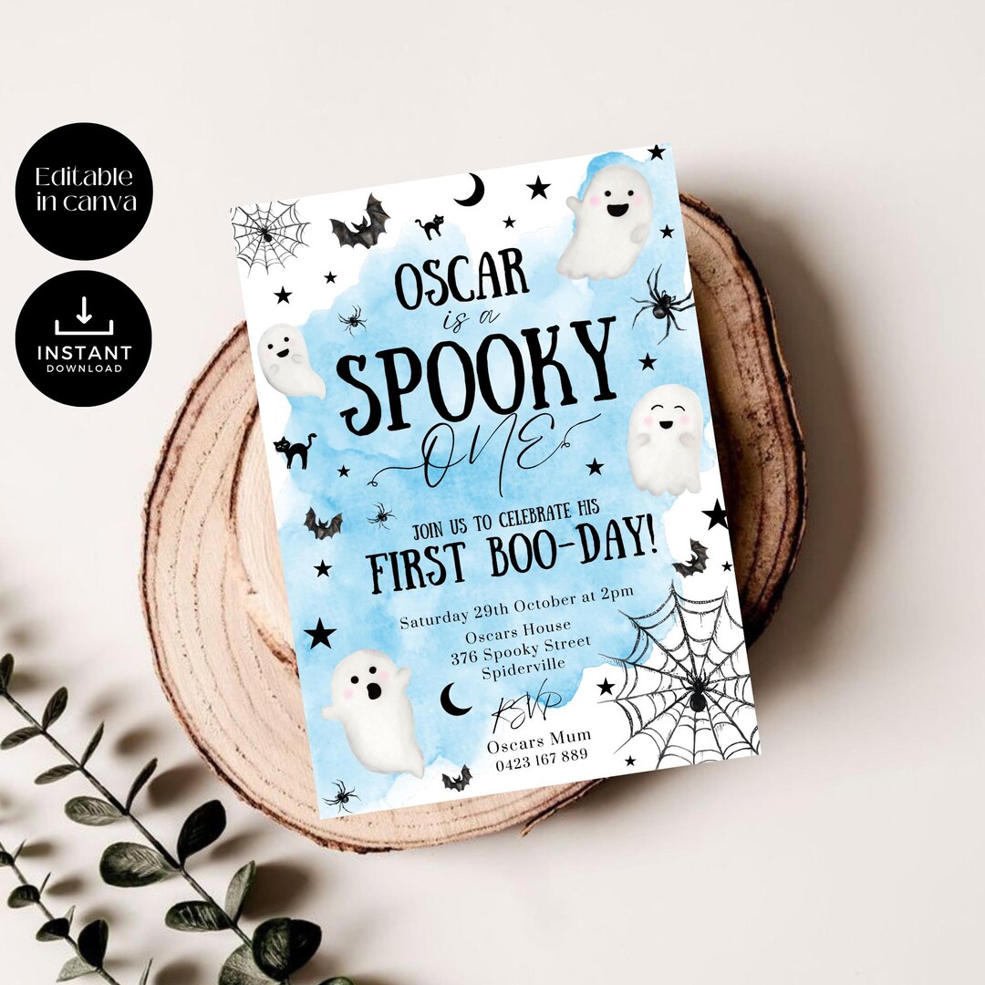 Spooky One Invitation, INSTANT DOWNLOAD, 1st Birthday, Boy, Editable ...