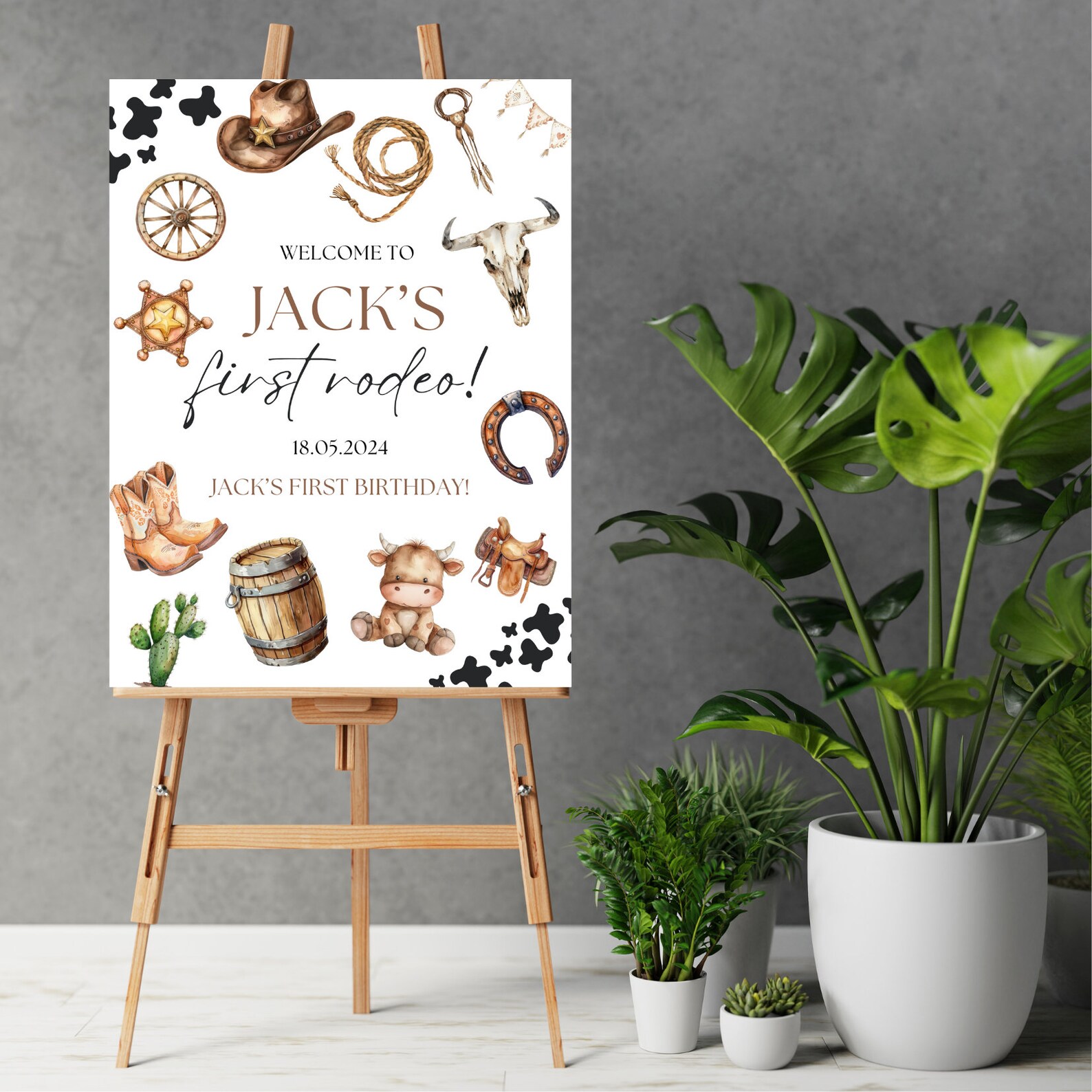 First Rodeo Floor Sign, INSTANT DOWNLOAD, Printable, Cowboy 1st ...