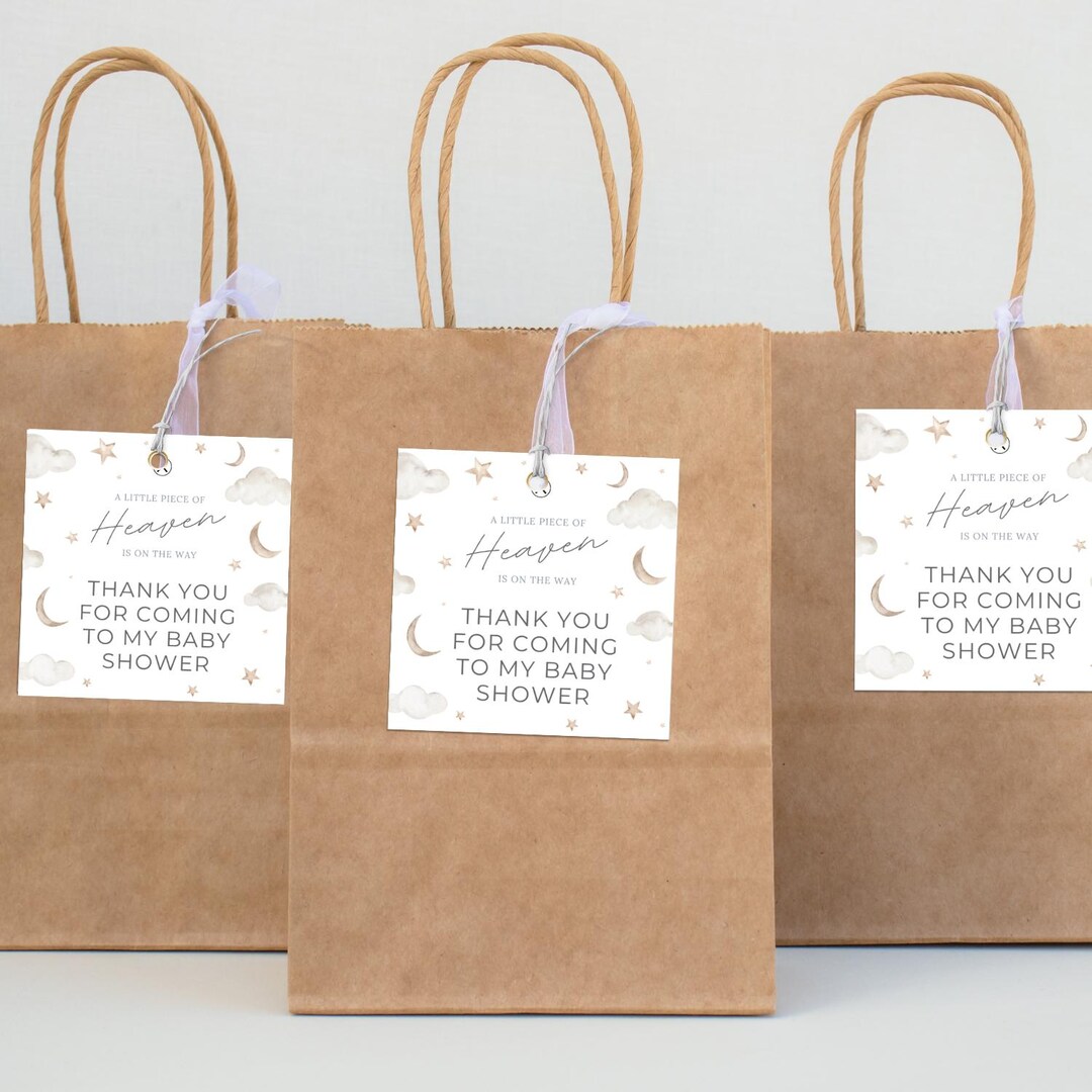 Heaven Sent Baby Shower Favor Tags, Celestial Theme (INSTANT DOWNLOAD ...