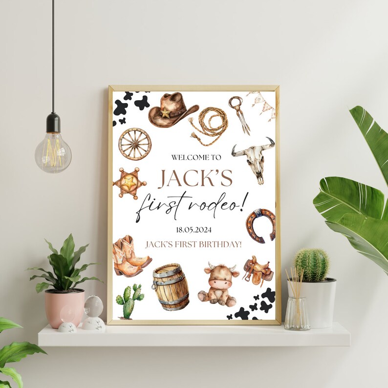 First Rodeo Floor Sign, INSTANT DOWNLOAD, Printable, Cowboy 1st ...