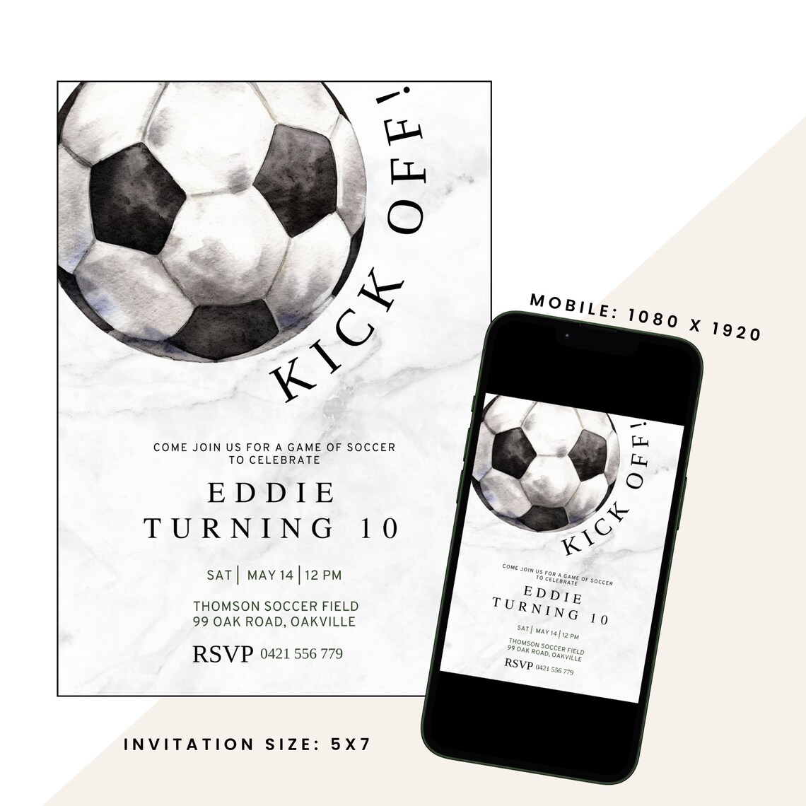 Soccer Birthday Invitation, Game Time, Editable Canva Template (digital ...