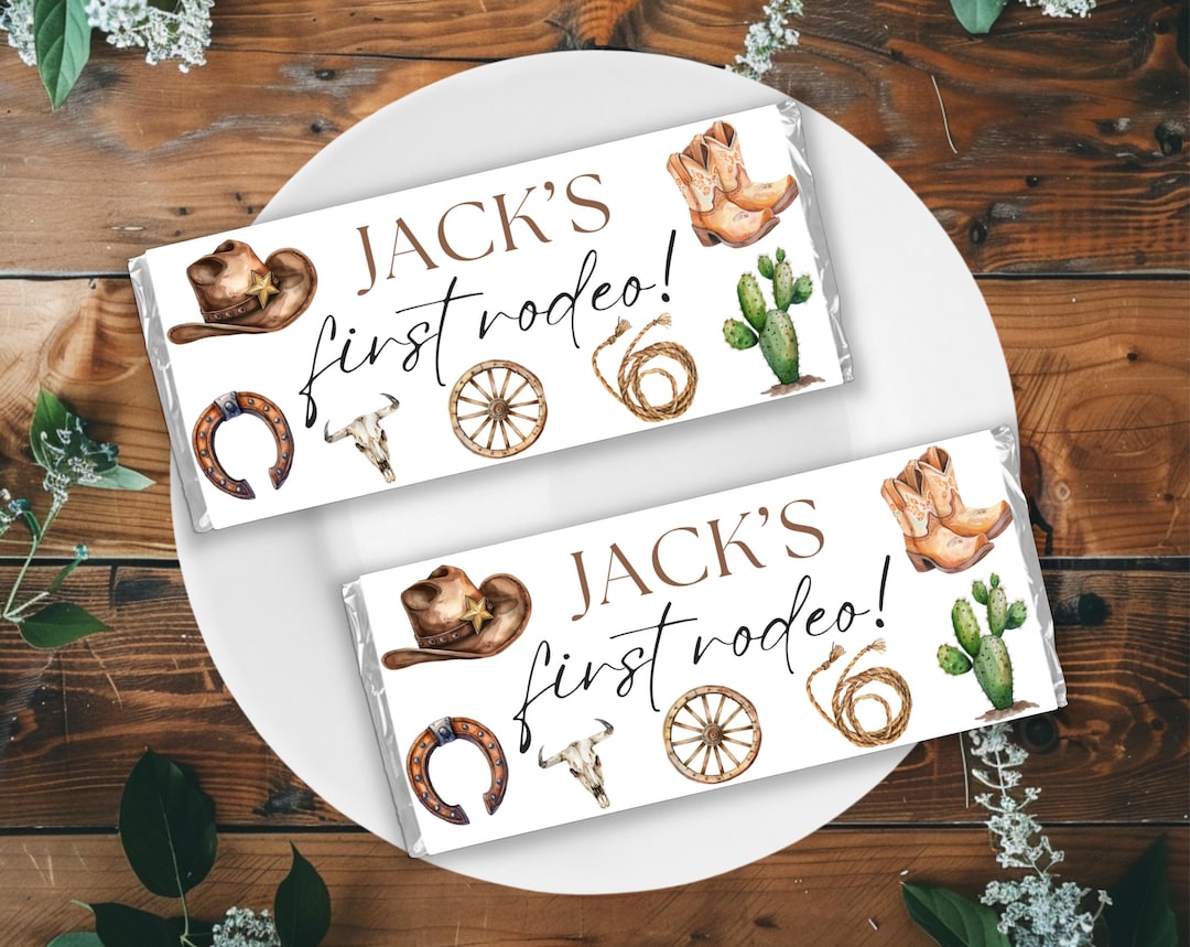 First Rodeo Candy Bar Wrappers, INSTANT DOWNLOAD, Cowboy 1st Birthday ...