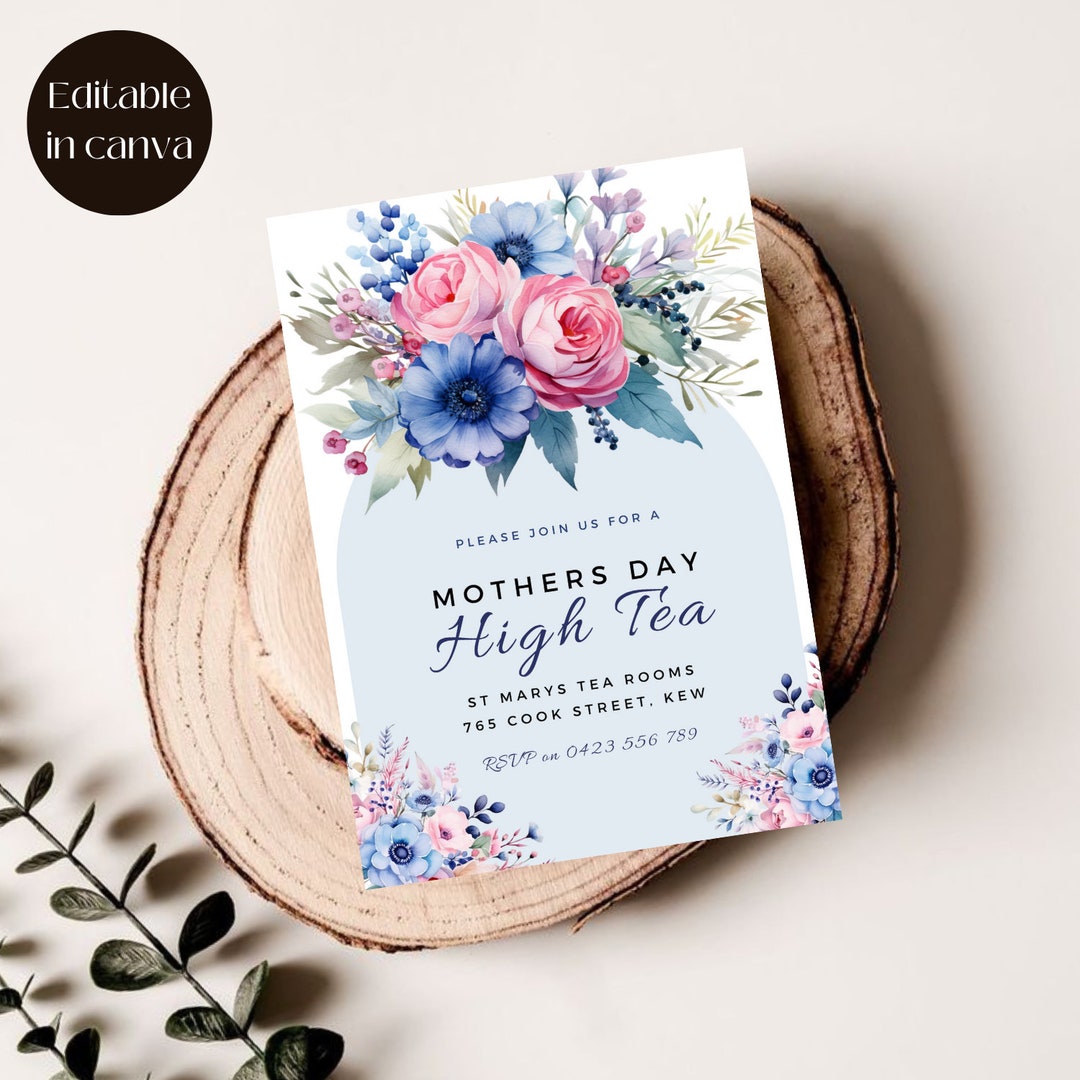 Mothers Day High Tea Invitation, Brunch, INSTANT DOWNLOAD, Digital, Mum ...
