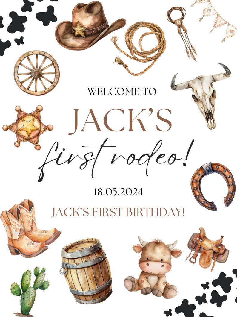 First Rodeo Floor Sign, INSTANT DOWNLOAD, Printable, Cowboy 1st ...