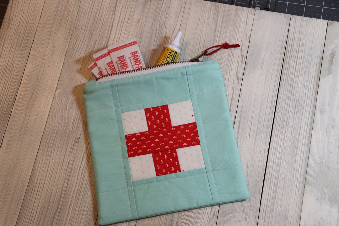 Quilted First Aid / Boo Boo Bag With White Zipper - Etsy