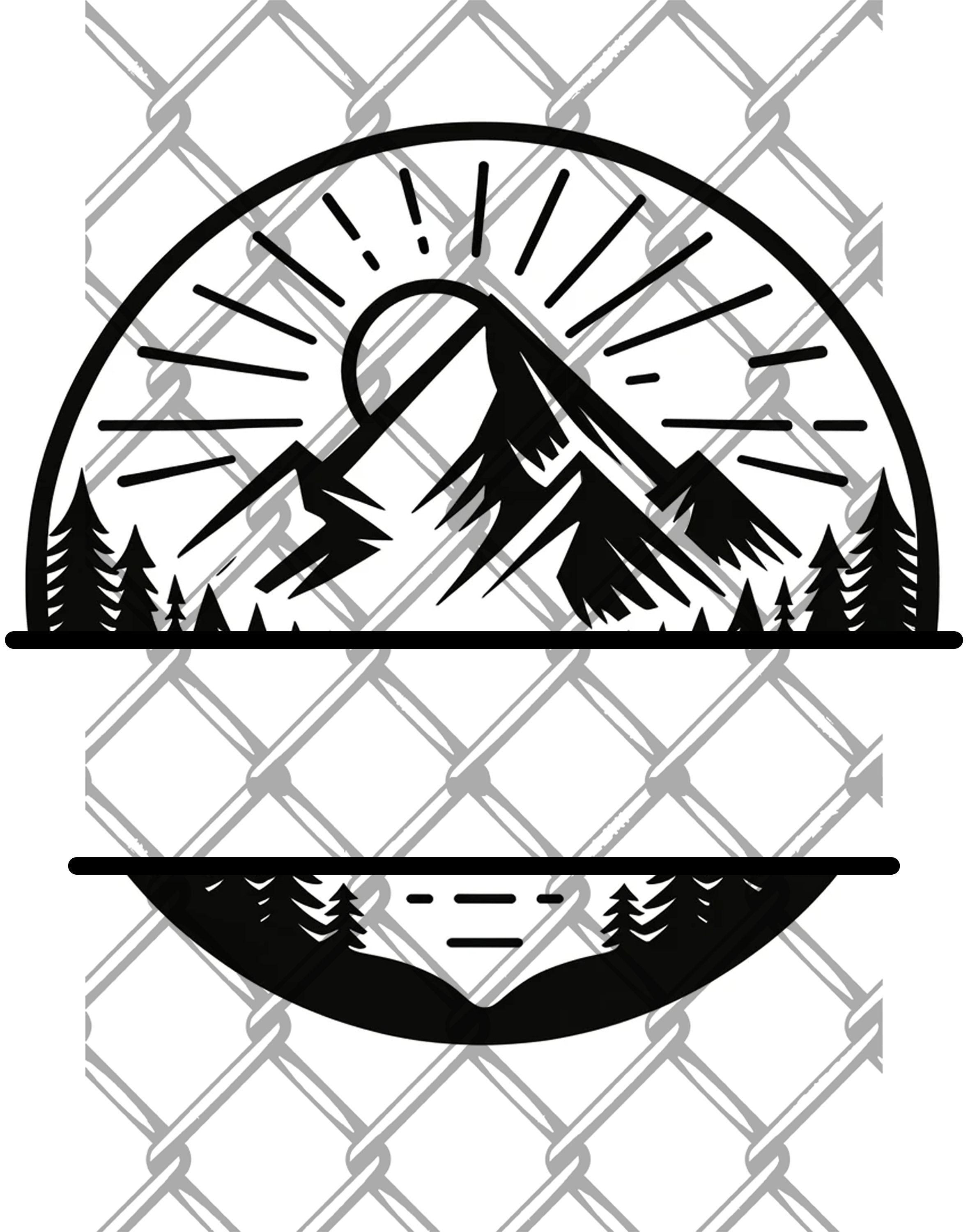 Mountain, Sun, Lake and Forest Monogram SVG, Forest Split Name Frame ...