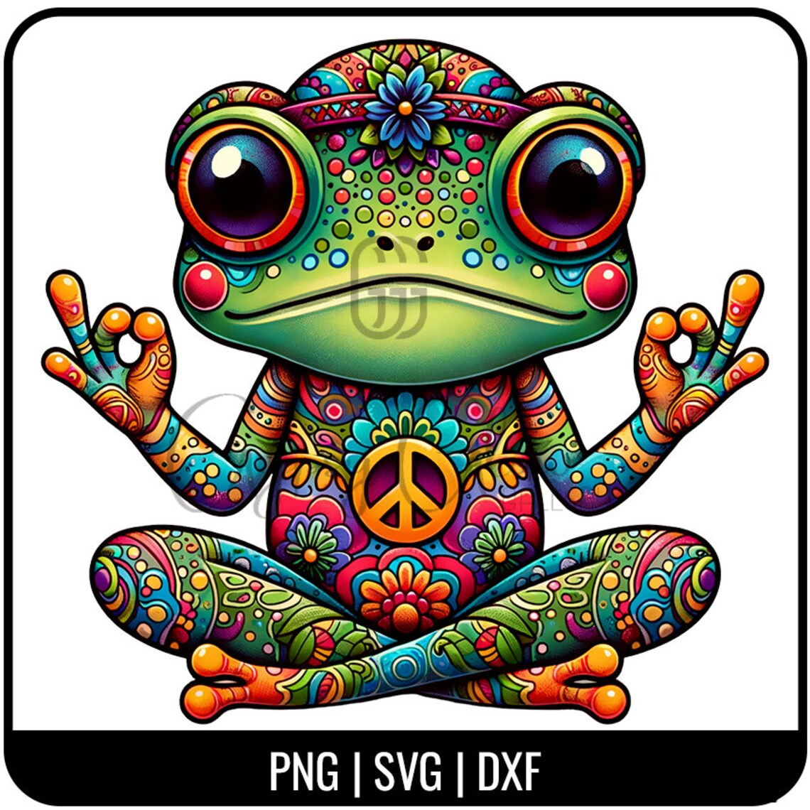 Cute Hippie Frog Clipart Bundle, Tadpole Stickers, Adorable Wall Art ...