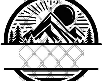 Mountain, Sun, Lake and Forest Monogram SVG, Forest Split Name Frame ...