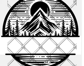 Mountain Monogram SVG, Forest Split Name Frame SVG Cut File. Mountains ...