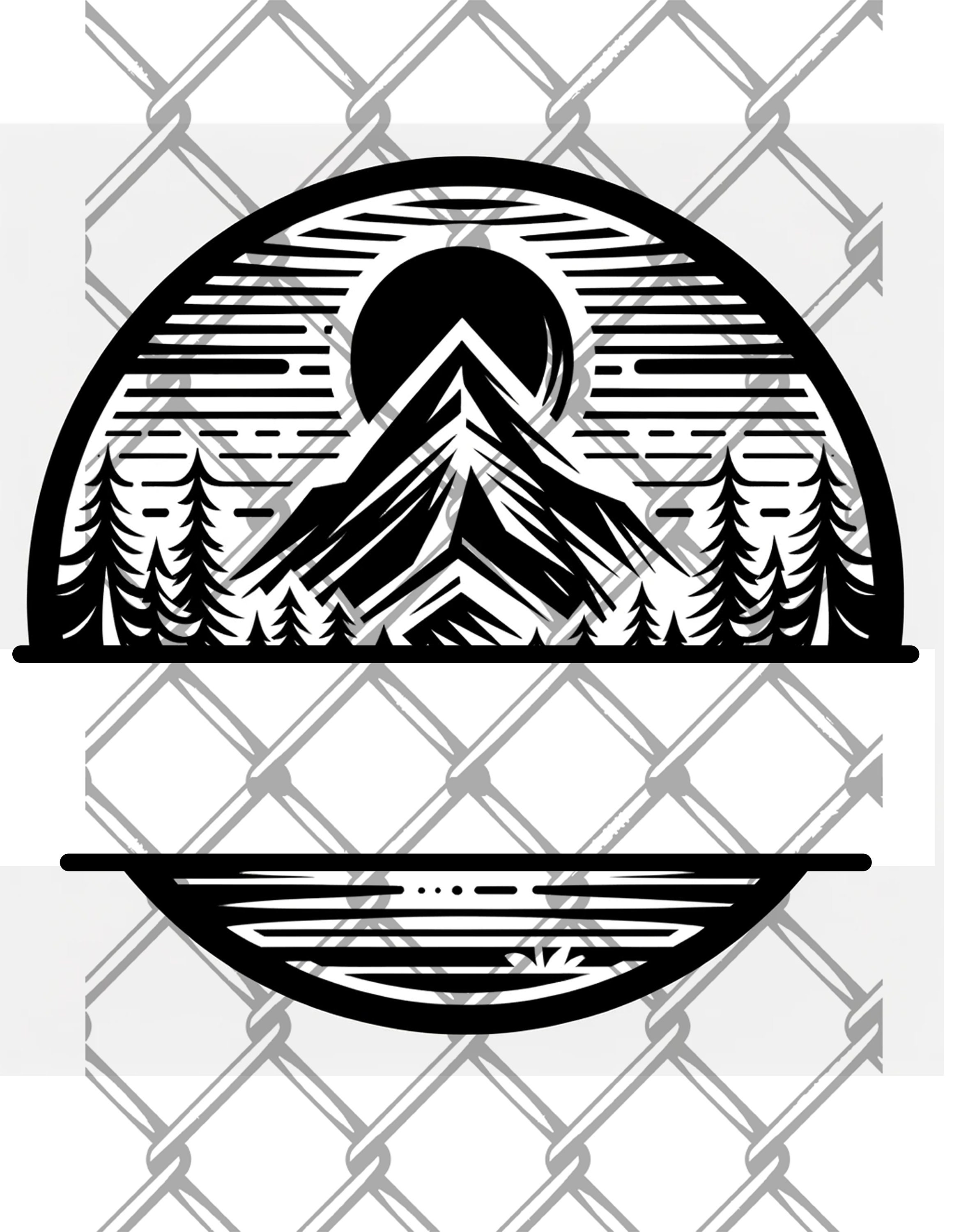 Mountain, Sun, Lake and Forest Monogram SVG, Forest Split Name Frame ...