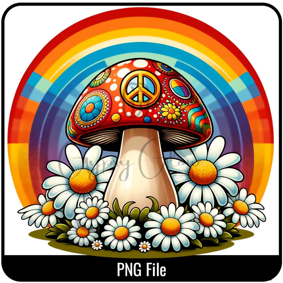 Vibrant Groovy Mushrooms PNG, Hippy Mushrooms Clipart, Colorful ...
